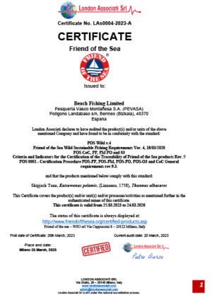 “FRIEND OF THE SEA” RESPONSIBLE FISHING CERTIFICATION RENEWED FOR OUR ...